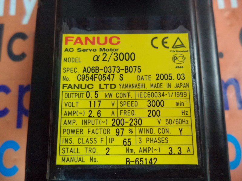 FANUC AC SERVO MPTOR α2/3000 SPEC.A06B-0373-B075 - PLC DCS SERVO Control MOTOR POWER SUPPLY IPC ...